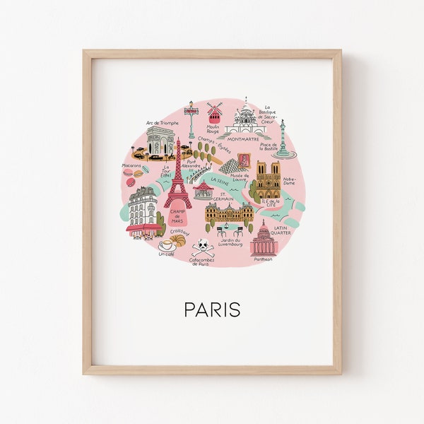 Paris Map Art - Etsy