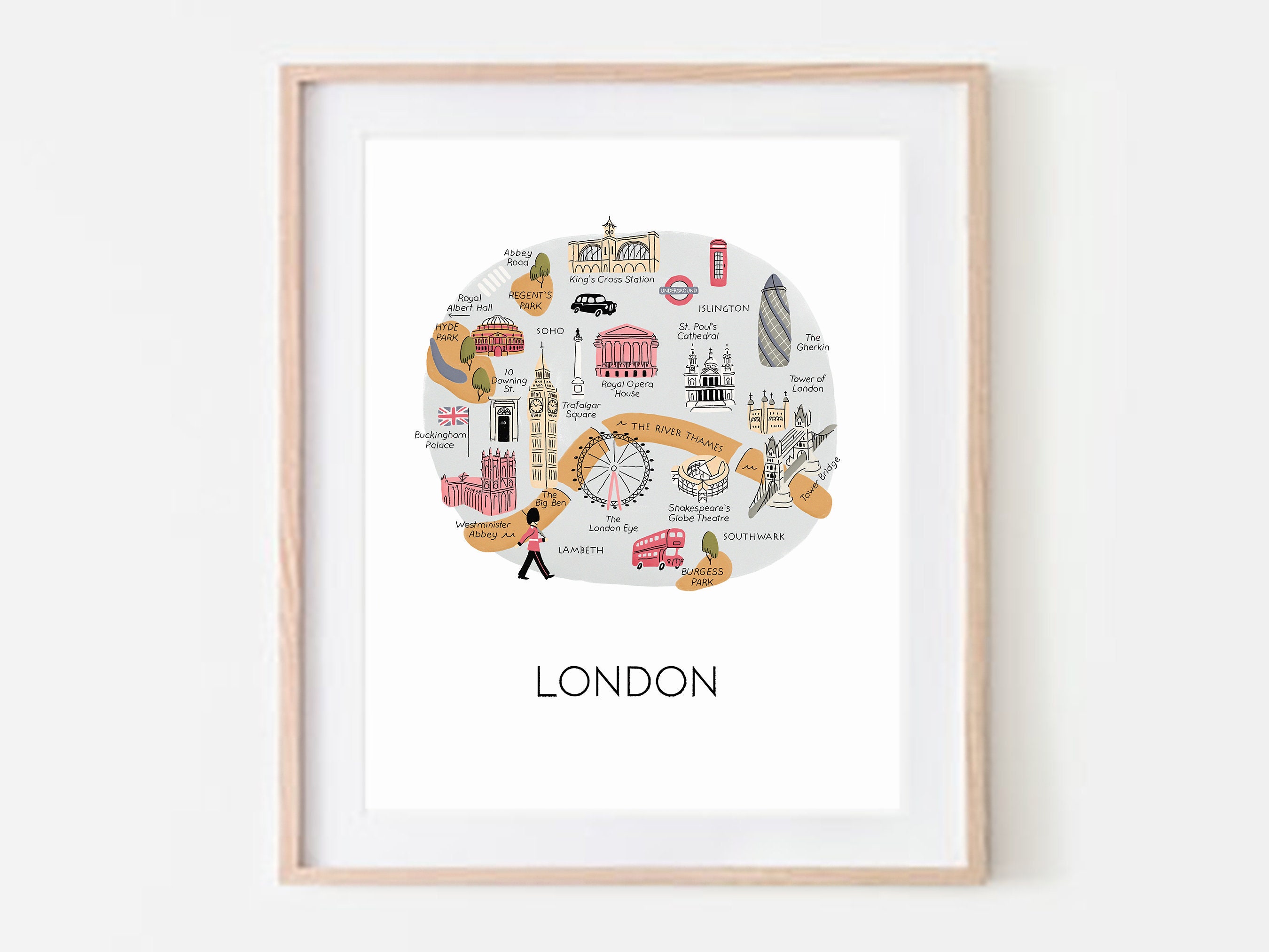 London Illustrated Map Art Print / London Wall Art London Map - Etsy