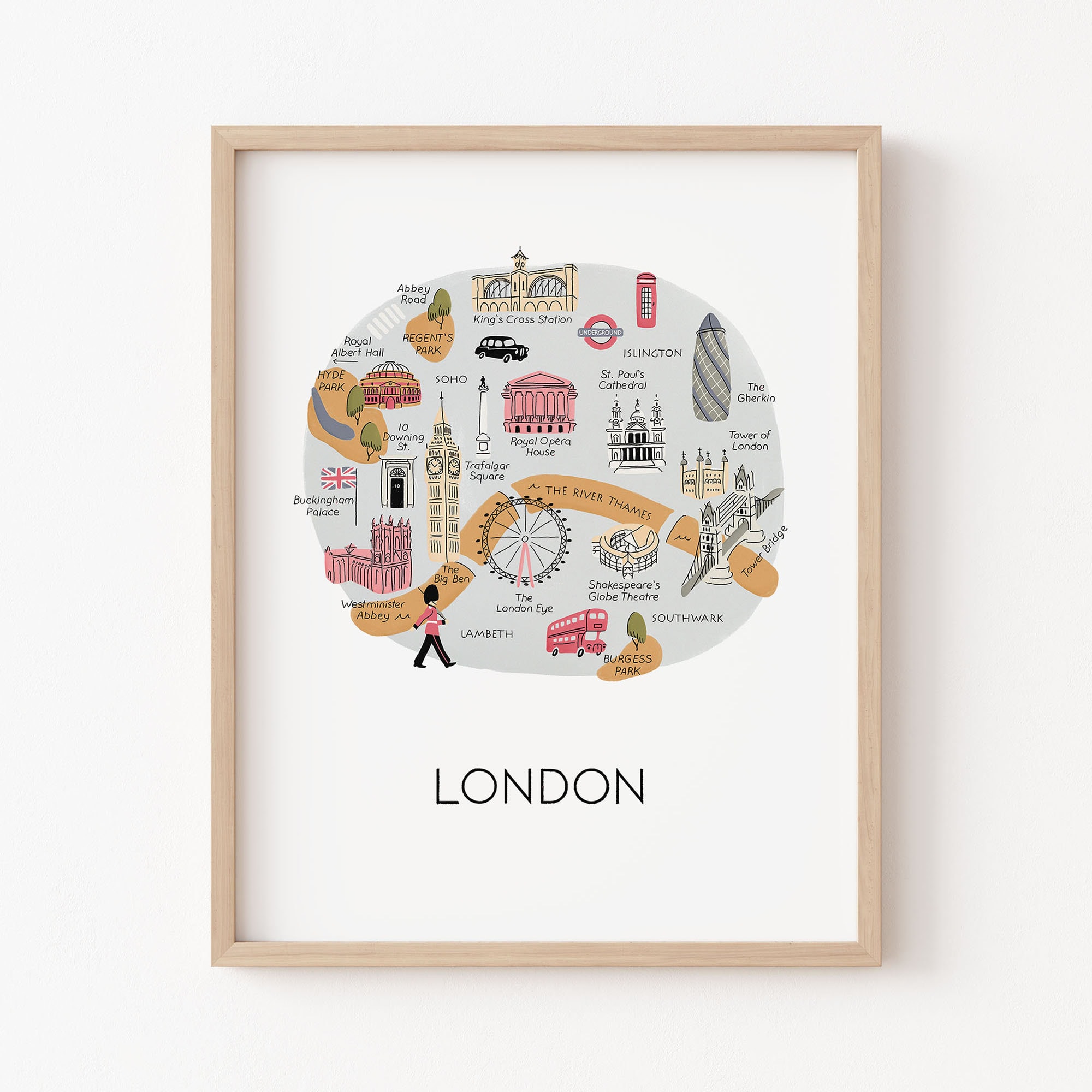 London Illustrated Map Art Print / London Wall Art London Map - Etsy