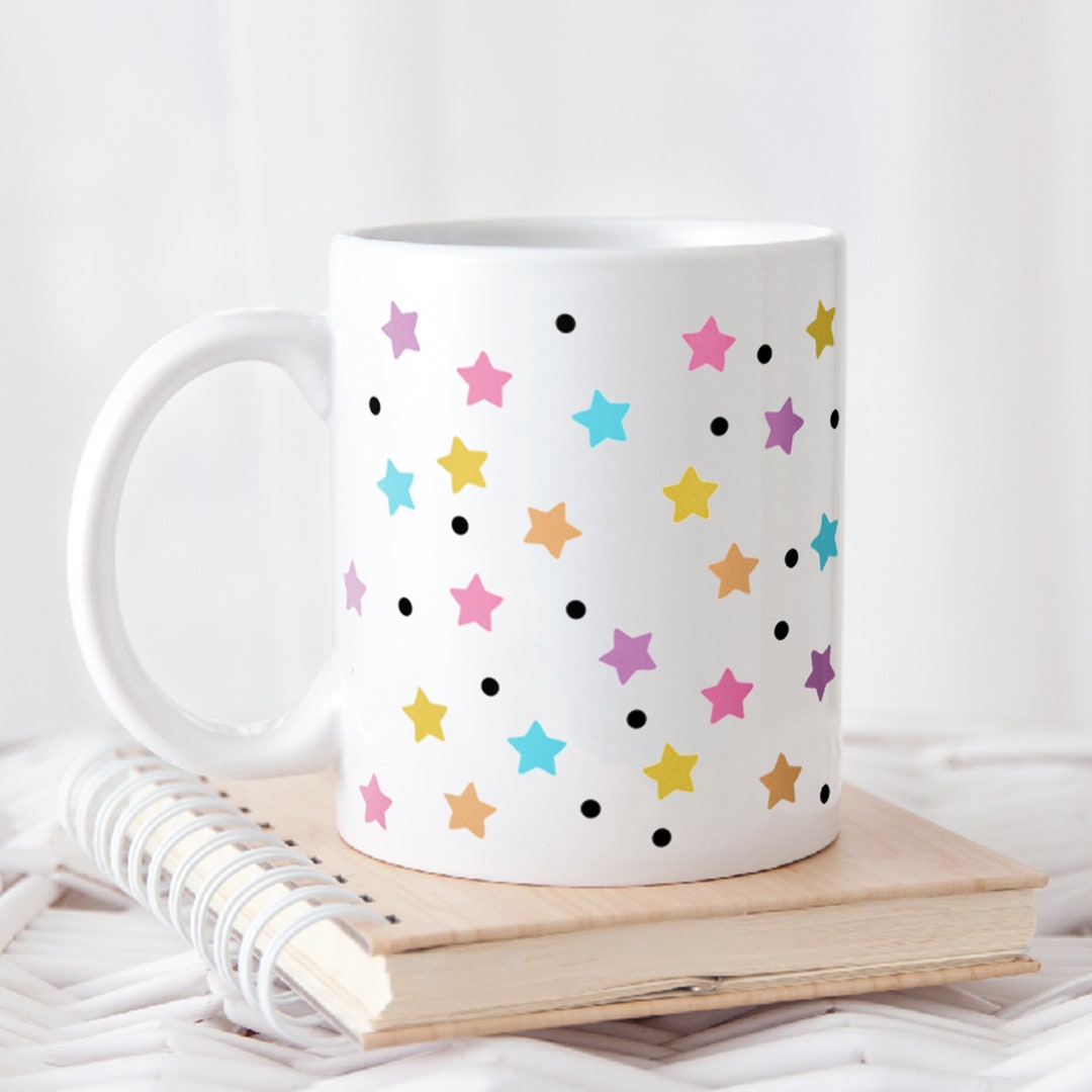 Confetti Sterren Cute Mok /// Sterren mok / Verjaardagscadeau / Pastel ...