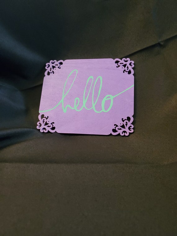 Hello Small Welcome Sign With Laser Cut Design Corners - Etsy