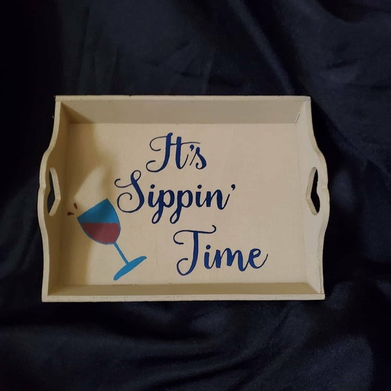 It's Sippin' Time Snack Tray With Wine Glass - Etsy