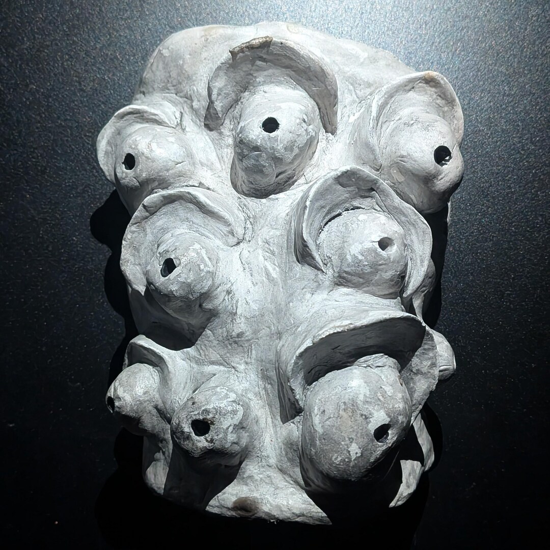 Ice Stalker Yokai Clay Mask – Handmade Japanese Folklore Sculpture Art ...