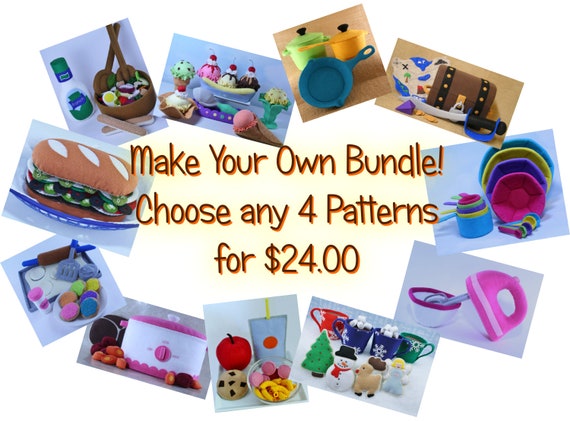 Create Your Own Felt Food Pattern Bundle | Etsy