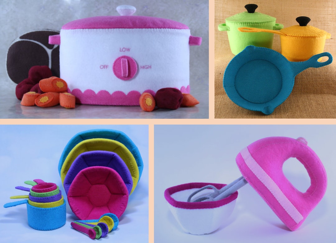 Kitchen Essentials Felt Food Pattern Bundle - Cookware - 4 Sets ...