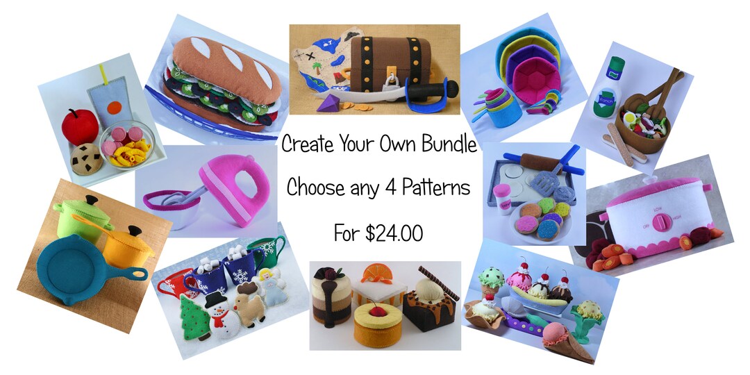 Create Your Own Felt Food Pattern Bundle - Etsy