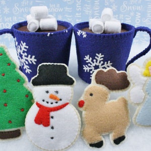 Festive Felt Food Pattern - Cocoa and Christmas Cookies - DIY Felt Play ...