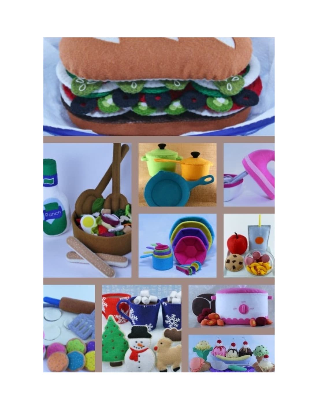 Bundle of 10 Felt Food Sewing Patterns - Etsy