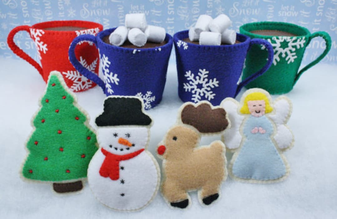 Festive Felt Food Pattern - Cocoa and Christmas Cookies - DIY Felt Play ...