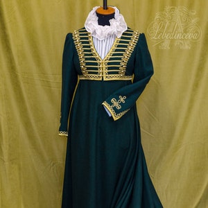 Riding Habit of Regency Era. Embroidered Green Spencer in a Military ...