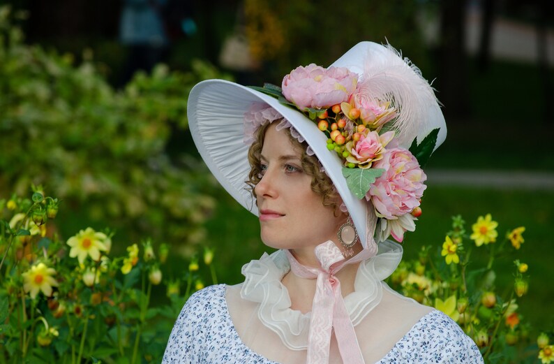 White Regency Bonnet - Etsy