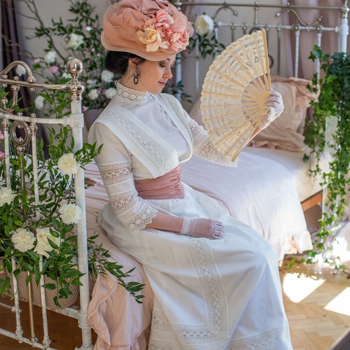 Edwardian Milky Lace Tea Dress of 1900s Walking Dress - Etsy