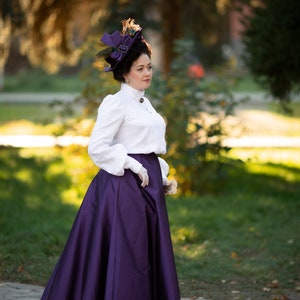 Edwardian Fan Skirt: 1900s Ink Violet Taffeta Walking Skirt - Etsy