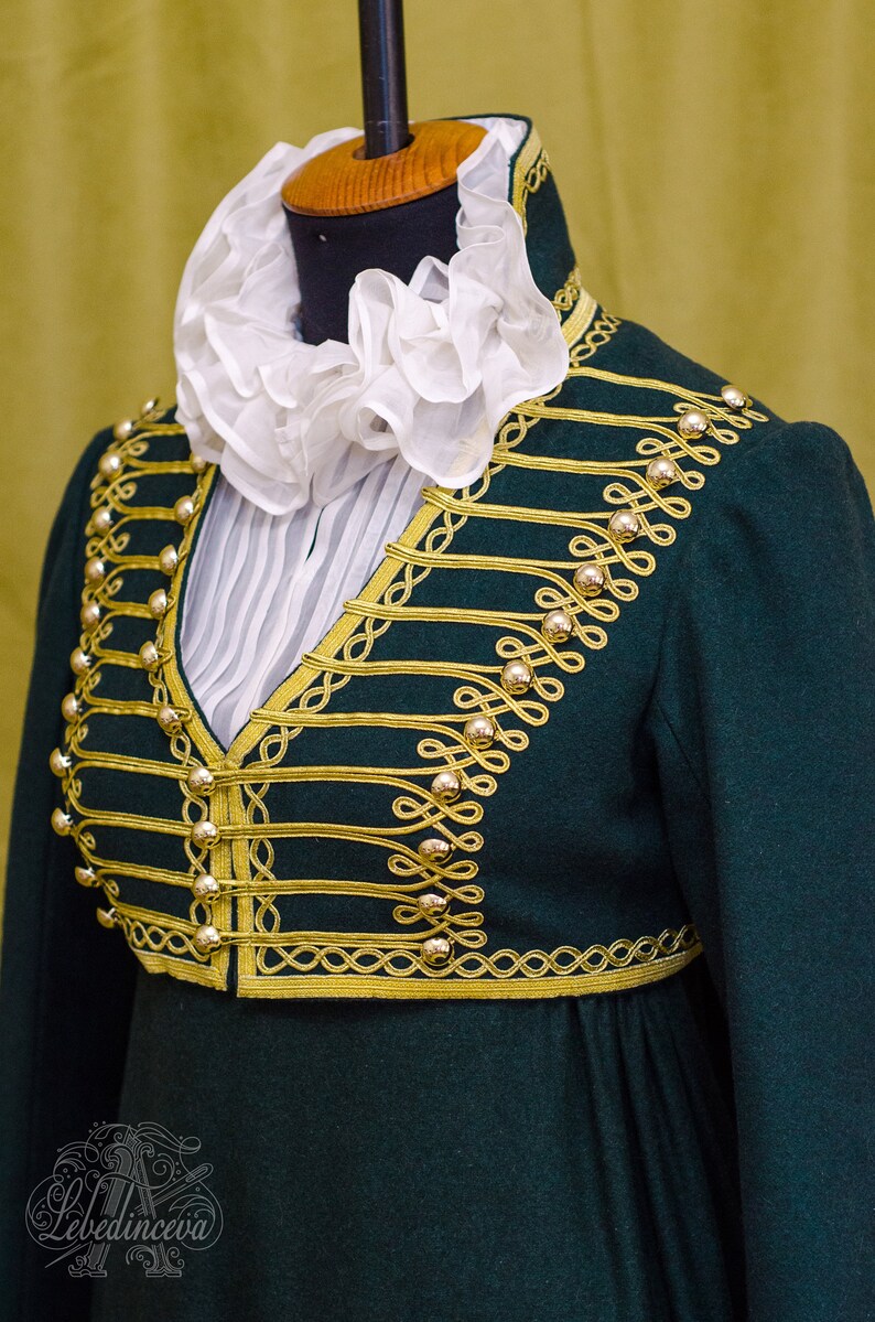 Riding Habit of Regency Era. Embroidered Green Spencer in a - Etsy