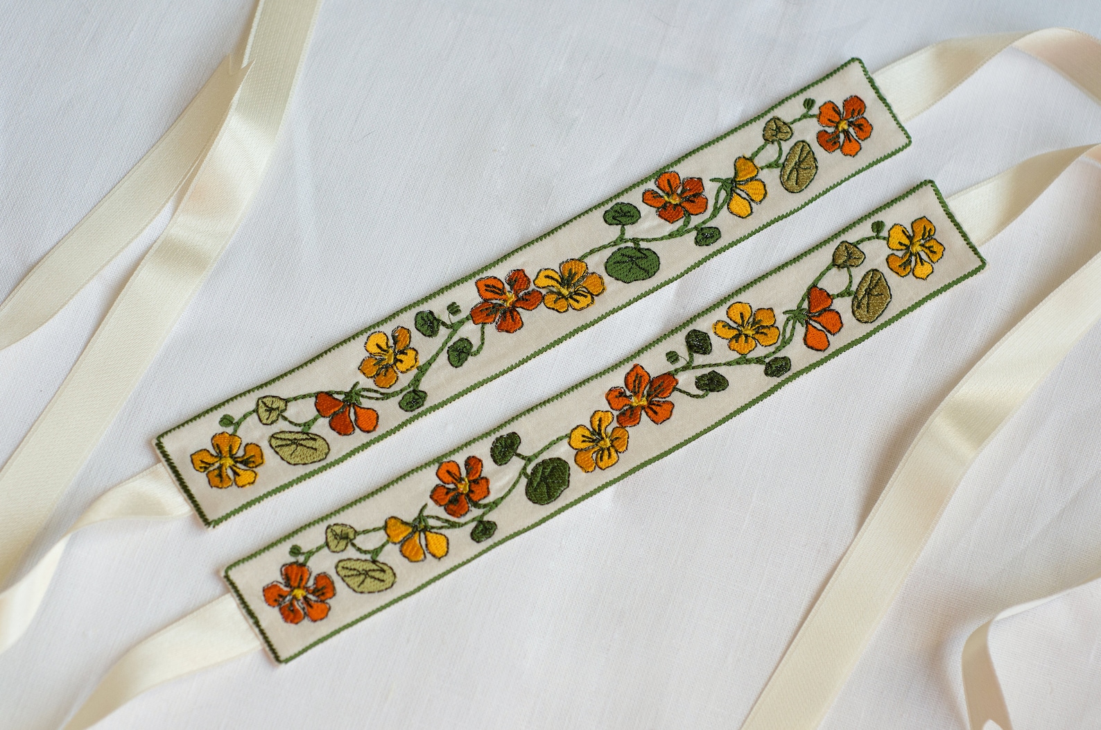 Embroidered 18th Century Garters With Nasturtiums for Stockings. - Etsy