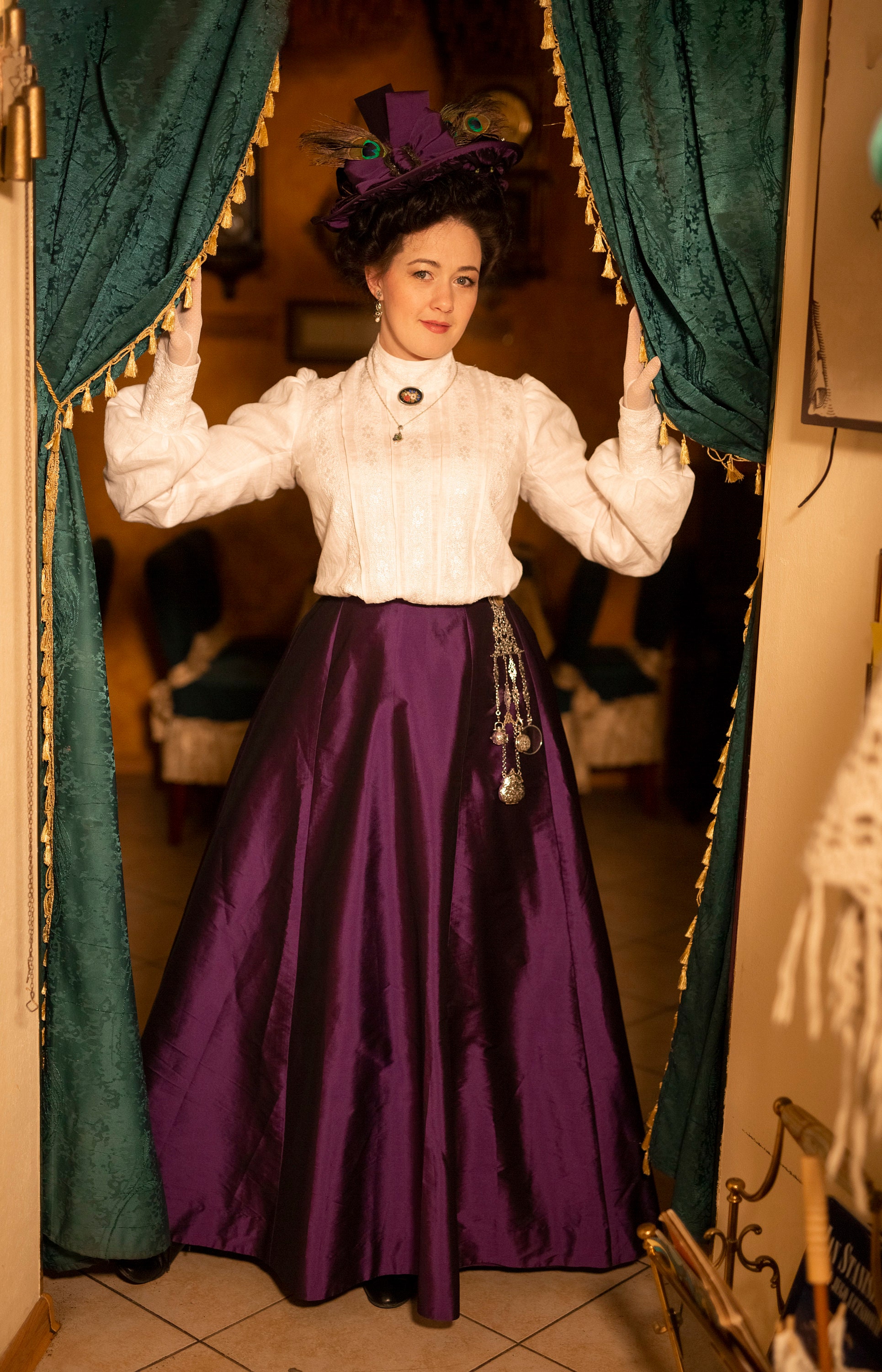 Edwardian Fan Skirt: 1900s Ink Violet Taffeta Walking Skirt - Etsy