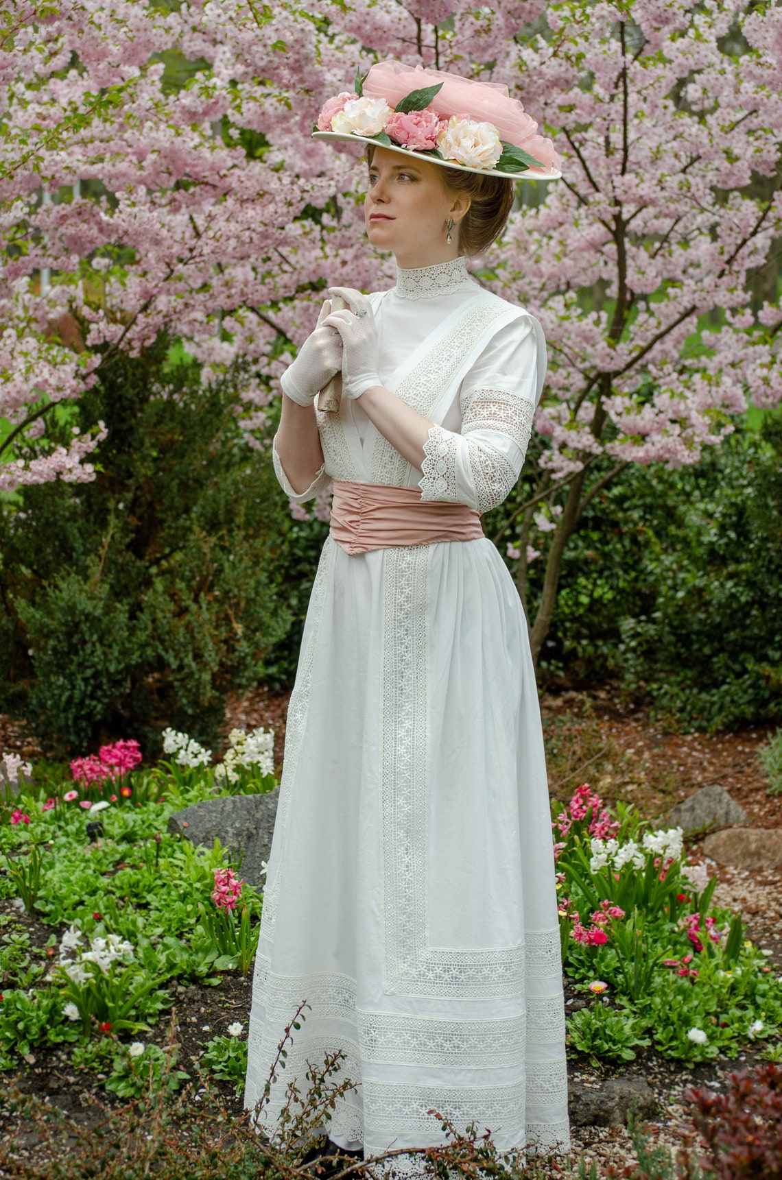 Edwardian Milky Lace Tea Dress of 1900s Walking Dress - Etsy