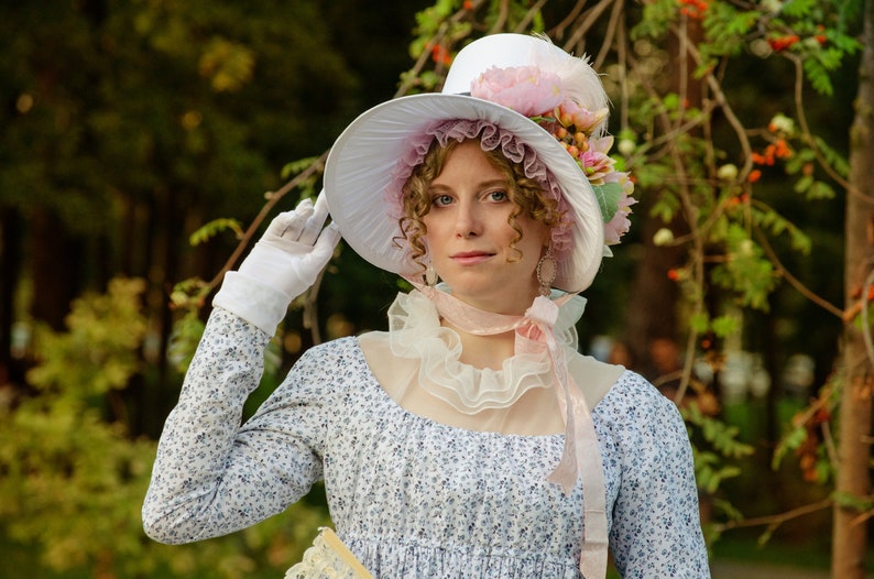 White Regency Bonnet - Etsy