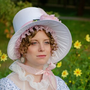 White Regency Bonnet - Etsy