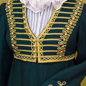 Riding Habit of Regency Era. Embroidered Green Spencer in a Military ...