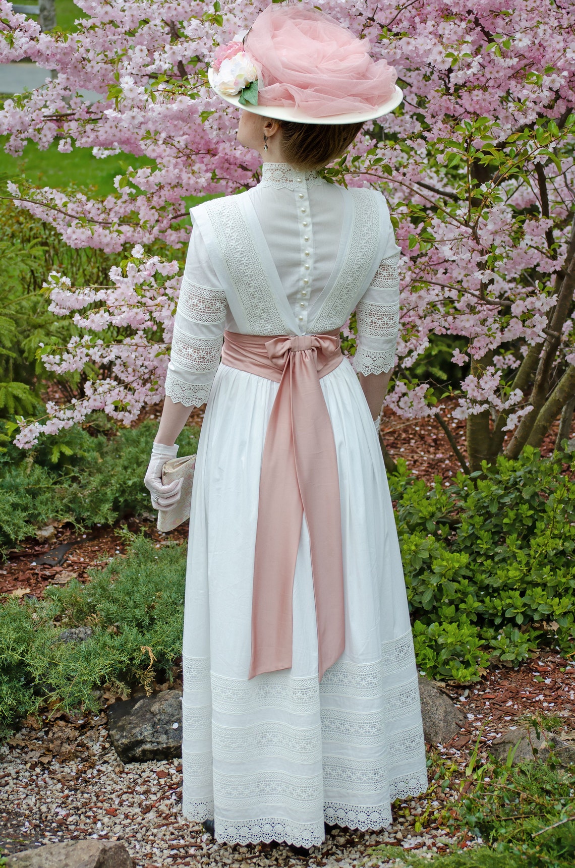 Edwardian Milky Lace Tea Dress of 1900s Walking Dress - Etsy