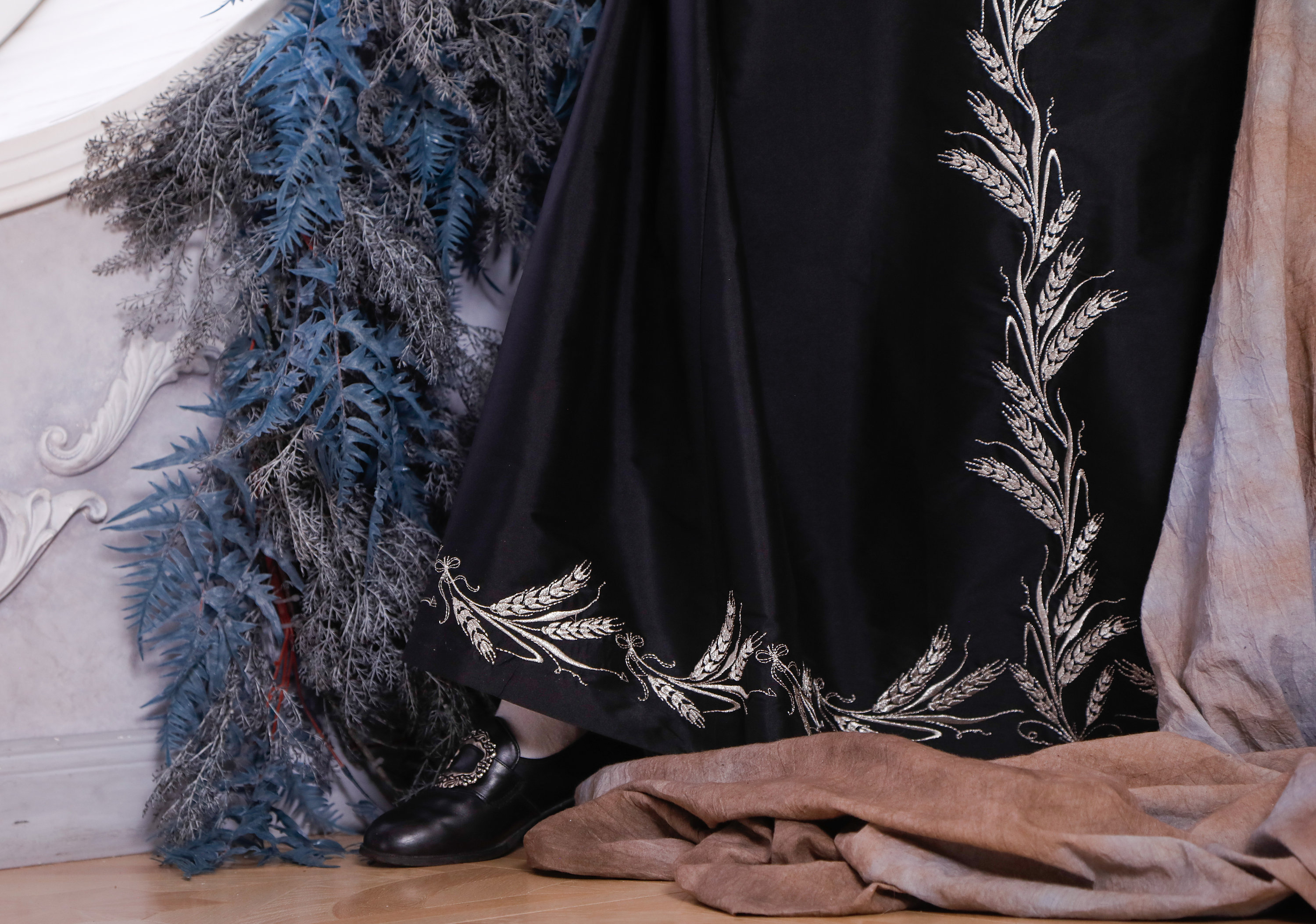 Regency Black Dress With Silver Embroidery. Empire Embroidery - Etsy