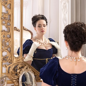 Regency Royal Blue Velvet Dress. Regency Ball Gown. - Etsy