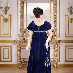 Regency Royal Blue Velvet Dress. Regency Ball Gown. - Etsy