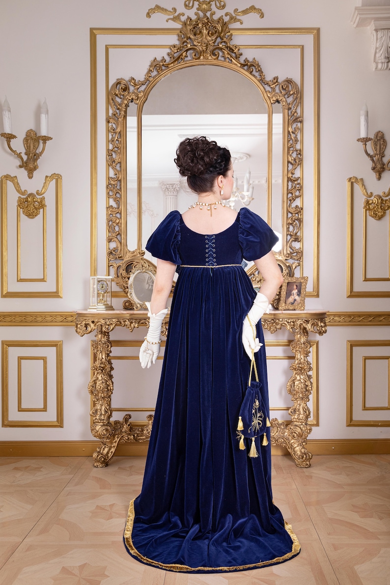 Regency Royal Blue Velvet Dress. Regency Ball Gown. - Etsy