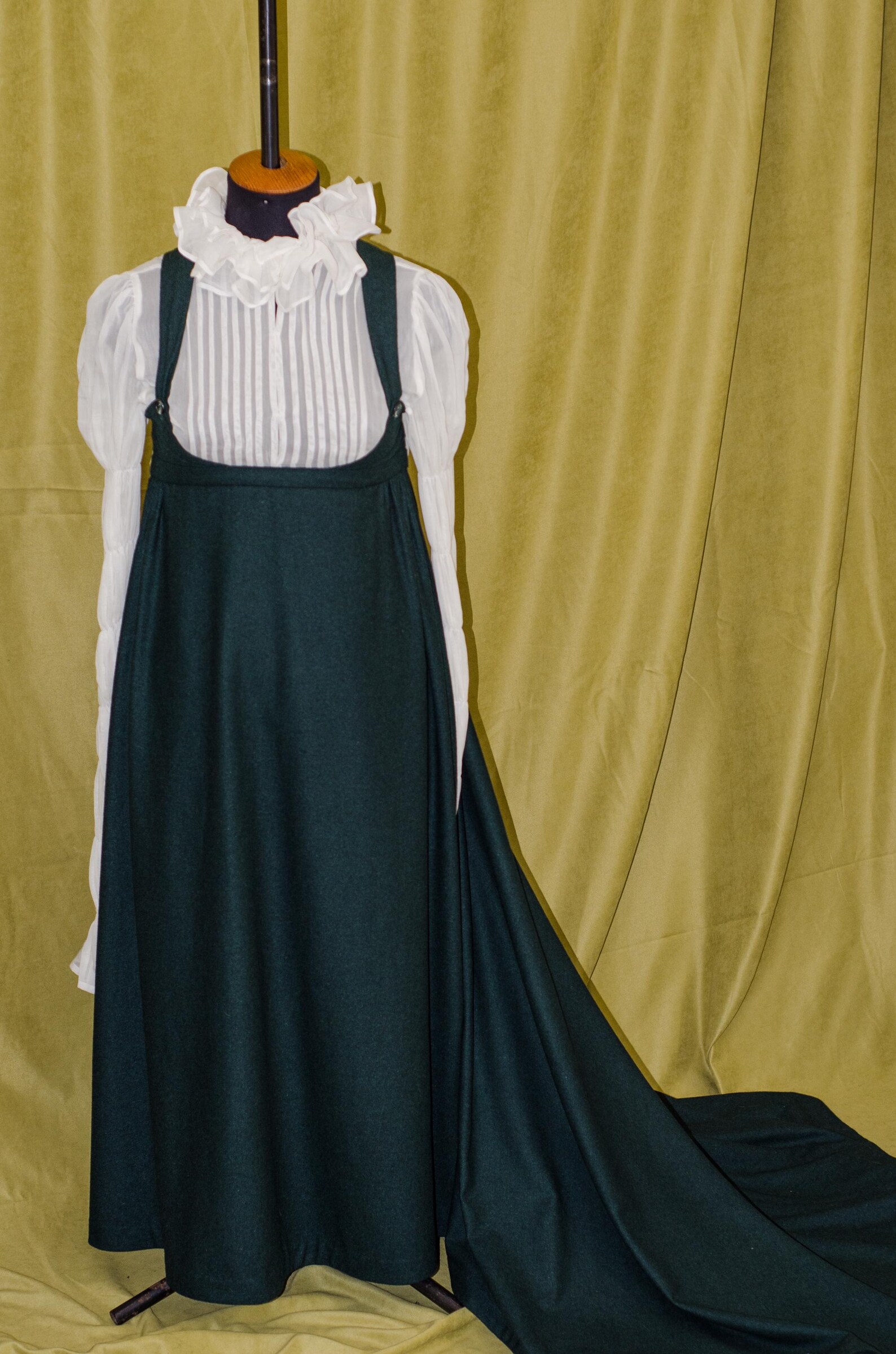 Regency Riding Habit: Embroidered Green Wool Spencer, Historical Skirt ...