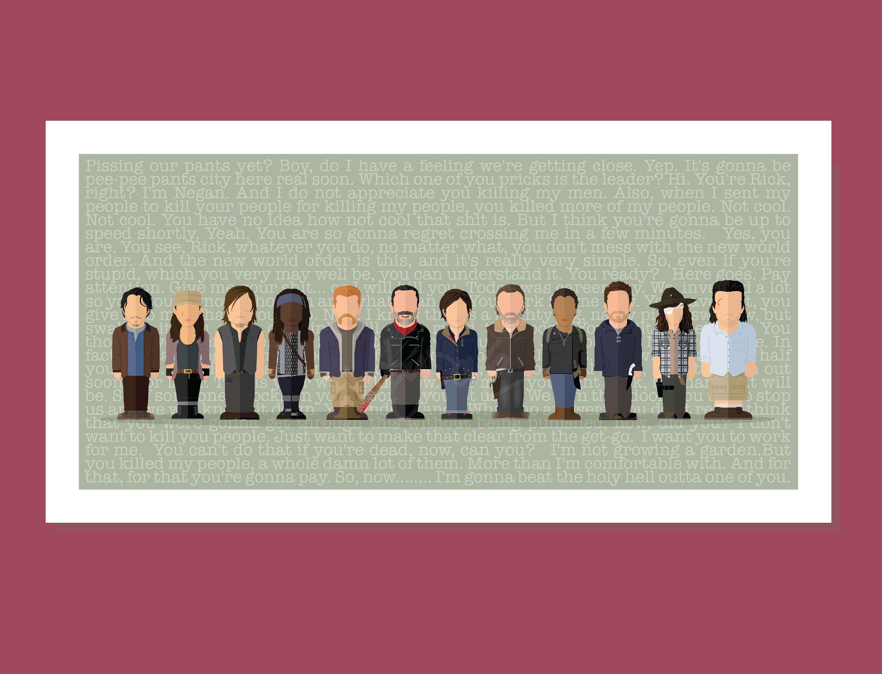 The Walking Dead: Negan Line up 420x210mm Minimalist TV Television ...