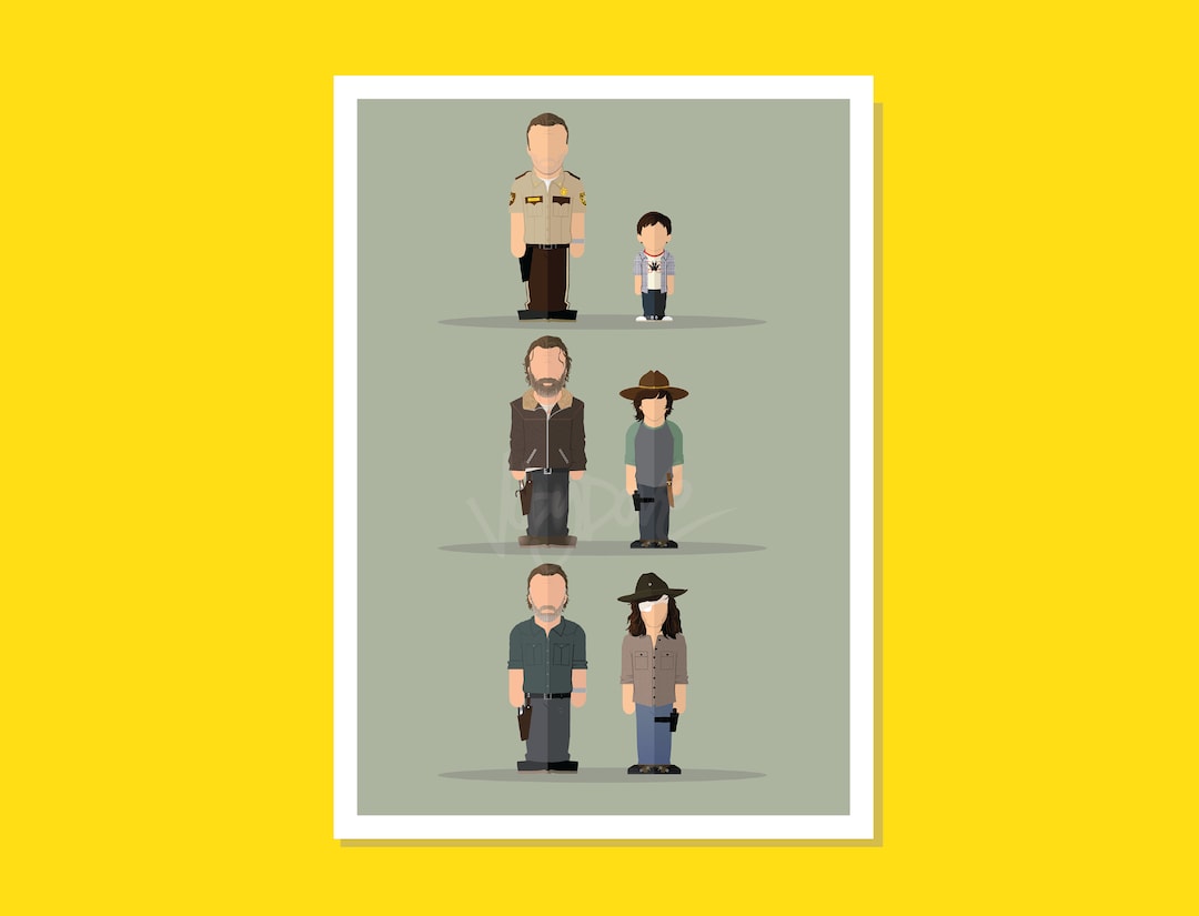 Evolution of Rick & Carl Grimes - A3 420x297mm Minimalist the Walking ...