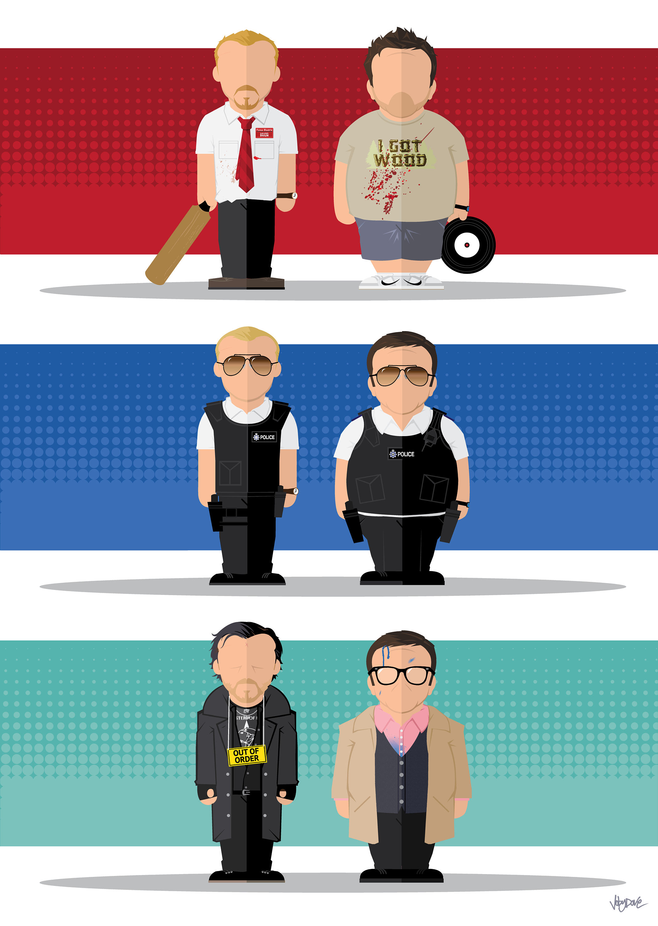 Cornetto Trilogy - A3 420x297mm Minimalist TV Television Movie Film ...