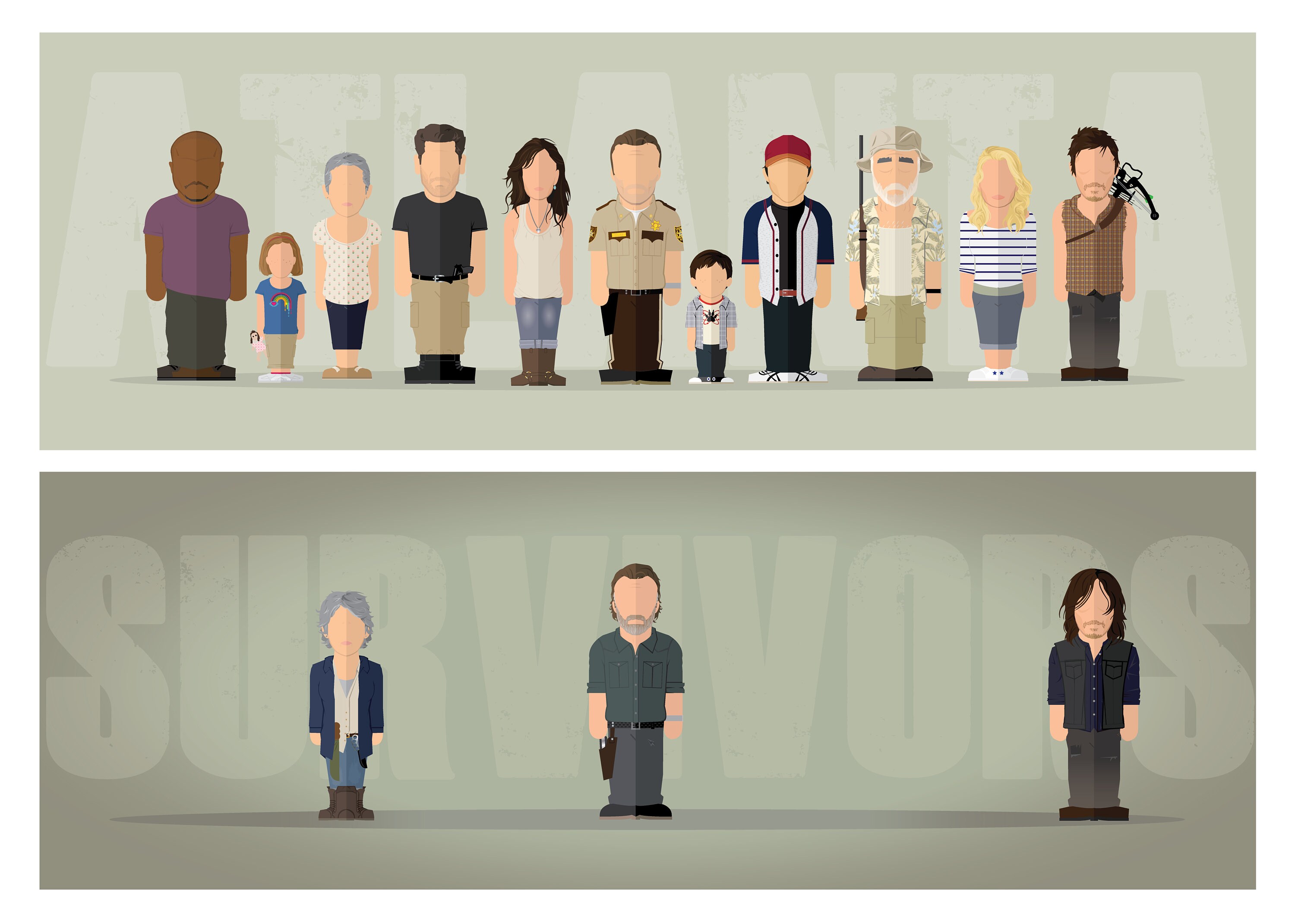 Atlanta Survivors (season 1-8) - A3 420x297mm Minimalist the Walking ...