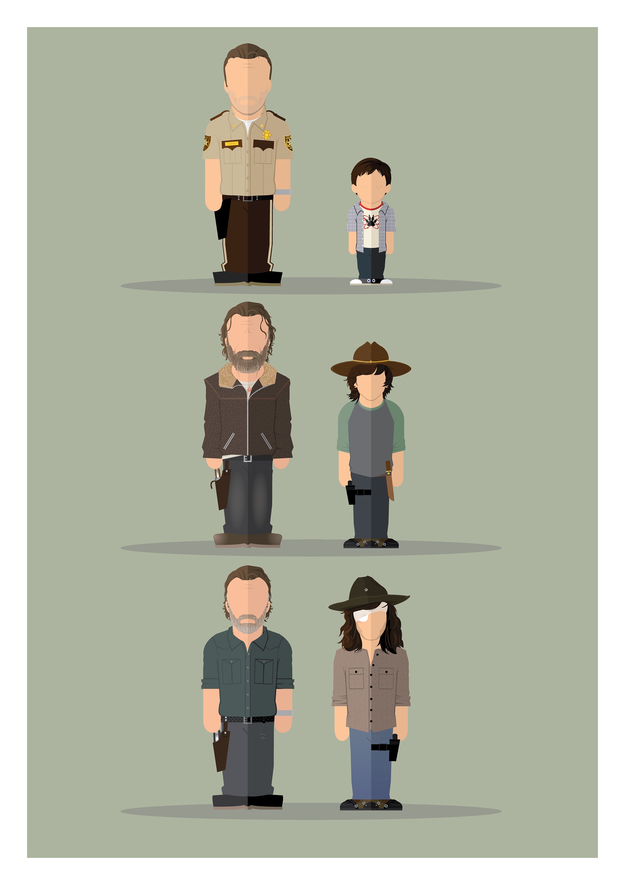 Evolution of Rick & Carl Grimes A3 420x297mm Minimalist The | Etsy