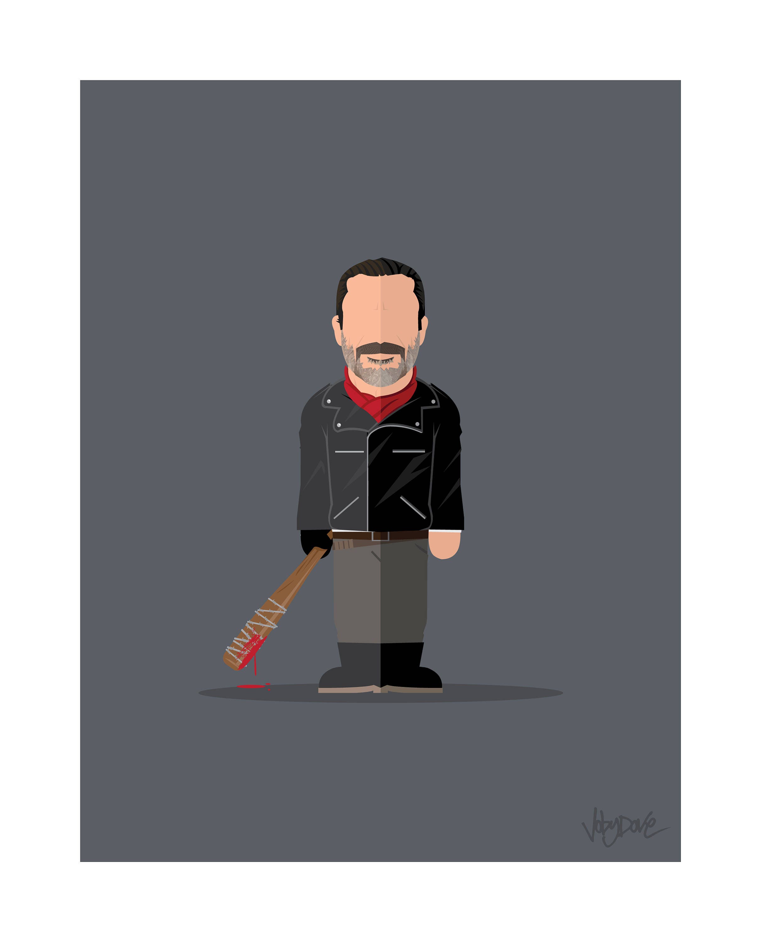 Negan - 8x10" Minimalist the Walking Dead TV Television Movie Film ...