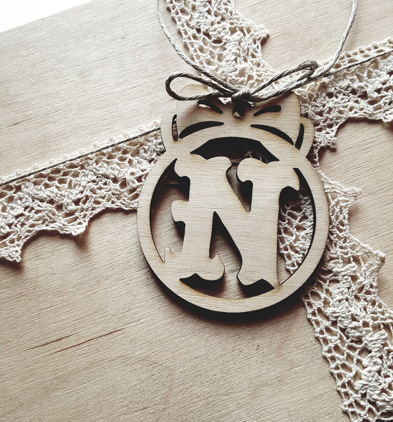 Initial Letter Gift Tag, Custom Wooden Christmas Letters Ornament ...