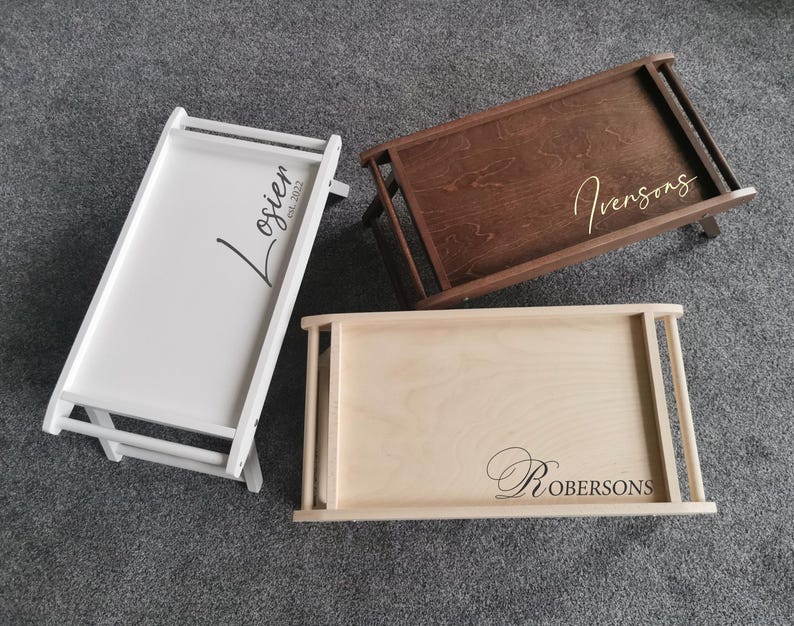 Wooden Lap Desk With Legs, Personalized Breakfast in Bed Tray, Custom ...