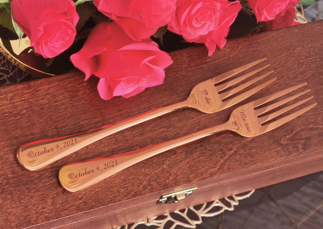Two Forks for Wedding Cake Ceremony Engraved Cutlery for Couple ...