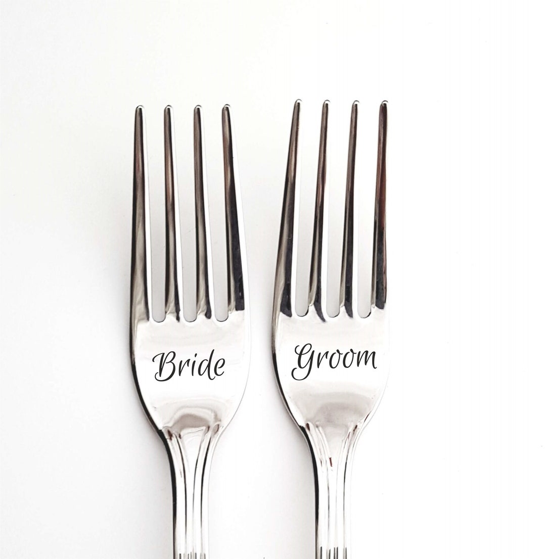 Engraved Wedding Forks: Personalized Stainless Steel Bride & Groom ...