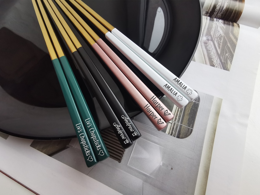 Personalized Colorful Chopsticks Set, Custom Engraved Gift for Sushi ...