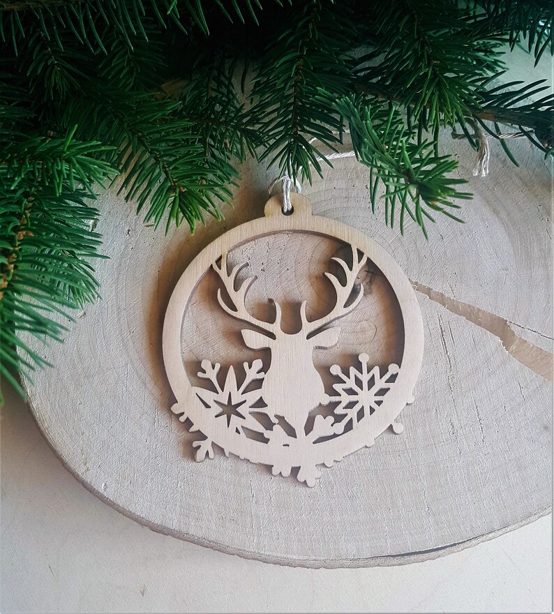 Christmas Bauble Wood Laser Cut Snowflake Ornament Hanging - Etsy