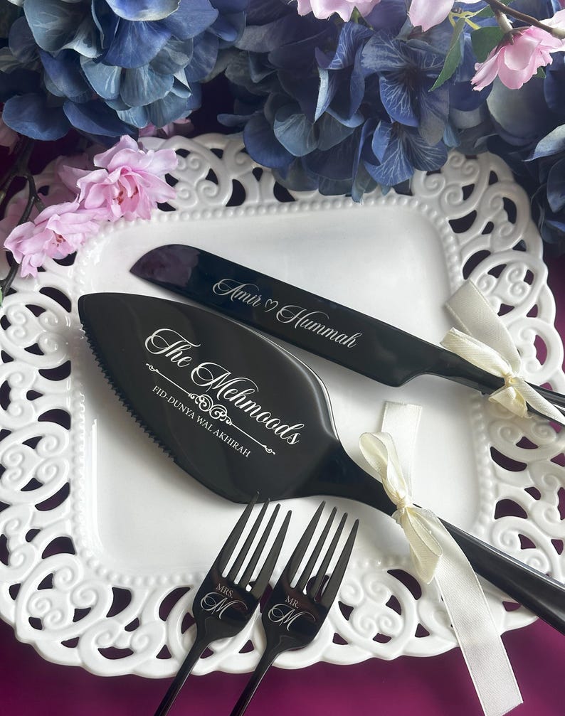 Custom Engraved Cake Serving Silverware Gift for Wedding: Personalized ...