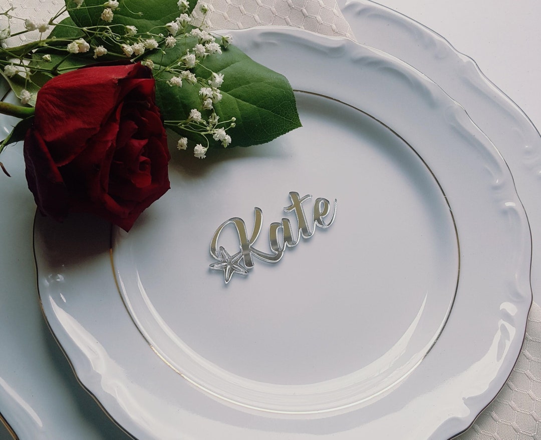 Beach Wedding Name Cards Starfish, Laser Cut Place Seating Signs, Place ...