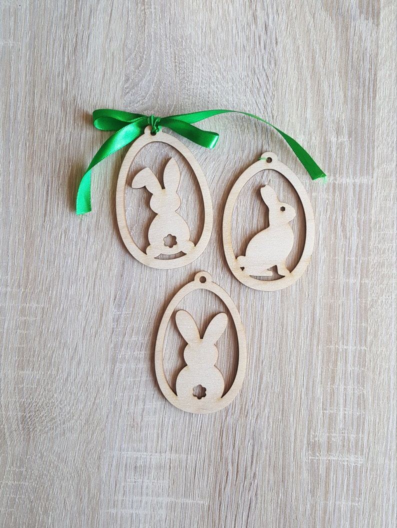 10 Easter Eggs Laser Cut Bunny Home Decorations Wooden Cute | Etsy