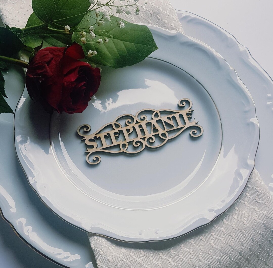 Custom Name Cards, Wedding Place Cards, Laser Cut Name Tags, Wooden ...