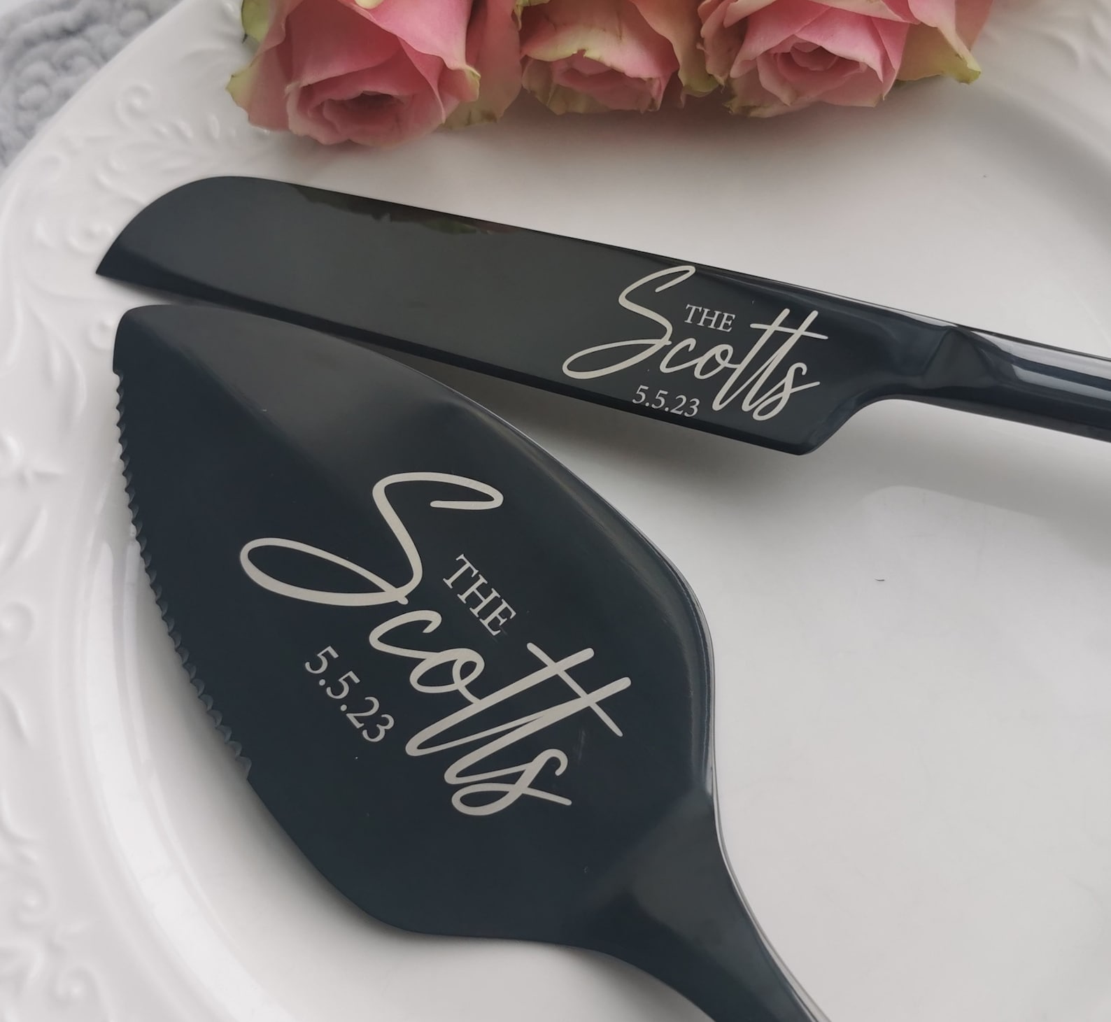 Engraved Cake Cutter and Server for Wedding, Anniversary, Bridal Shower ...