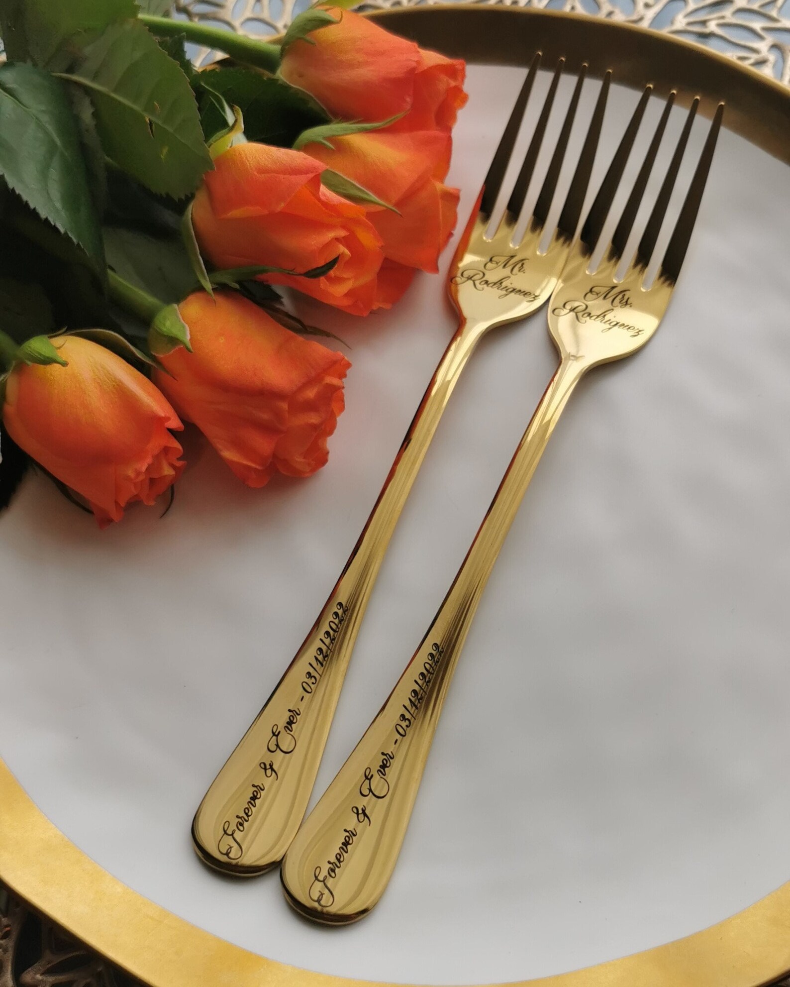 Two Forks for Wedding Cake Ceremony Engraved Cutlery for - Etsy