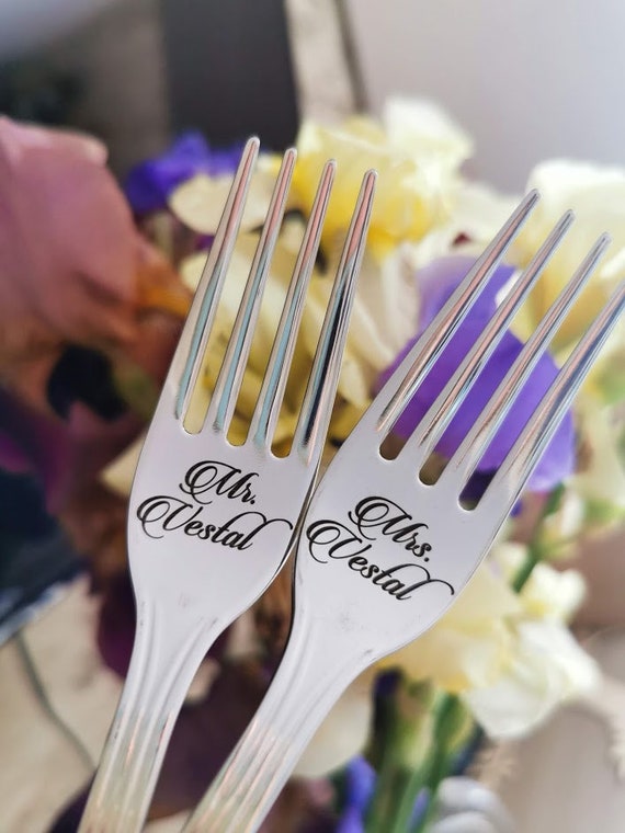 Custom Engraved Wedding Cutlery Set for Couple Bridal Shower - Etsy