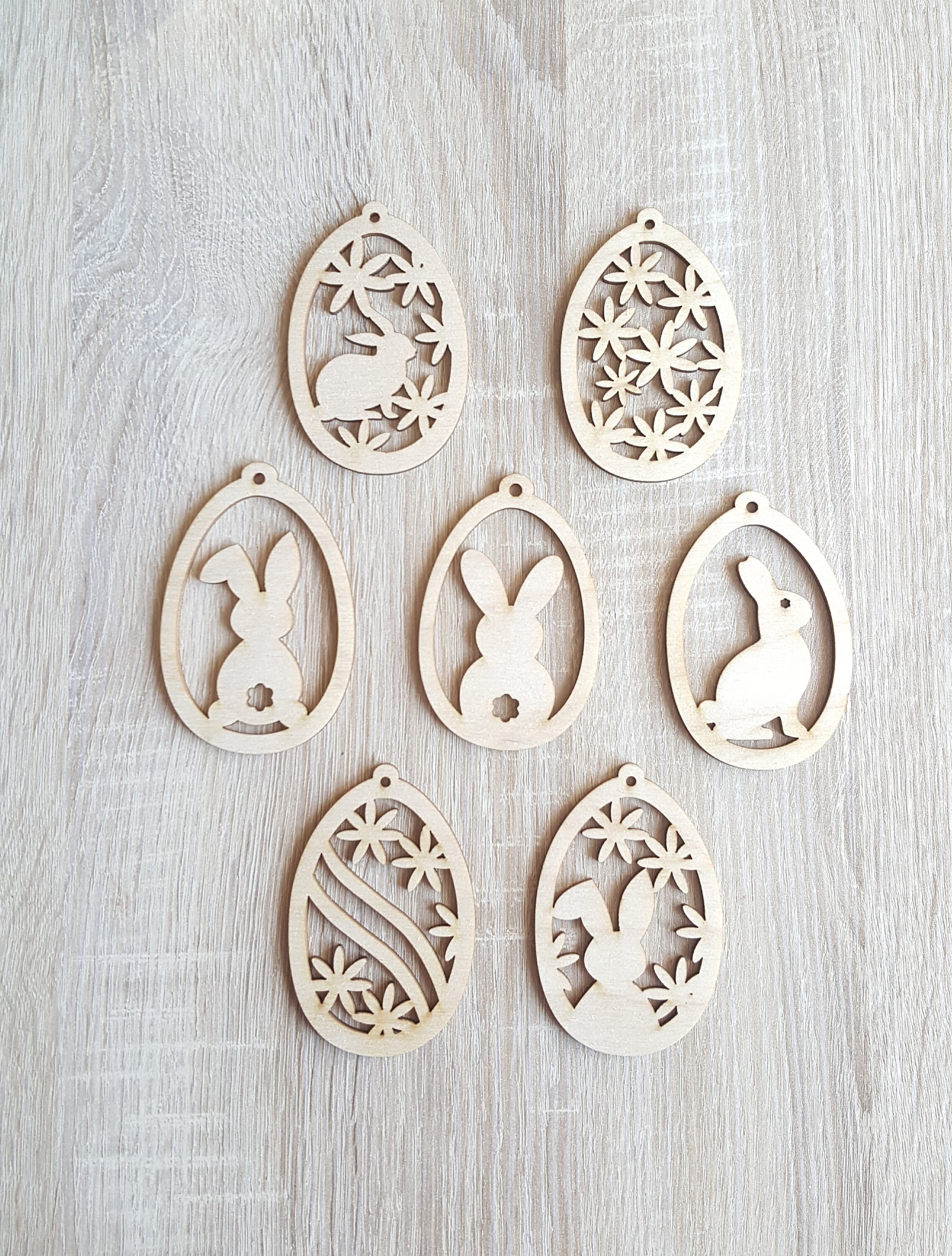 10 Easter Eggs Laser Cut Bunny Home Decorations Wooden Cute | Etsy